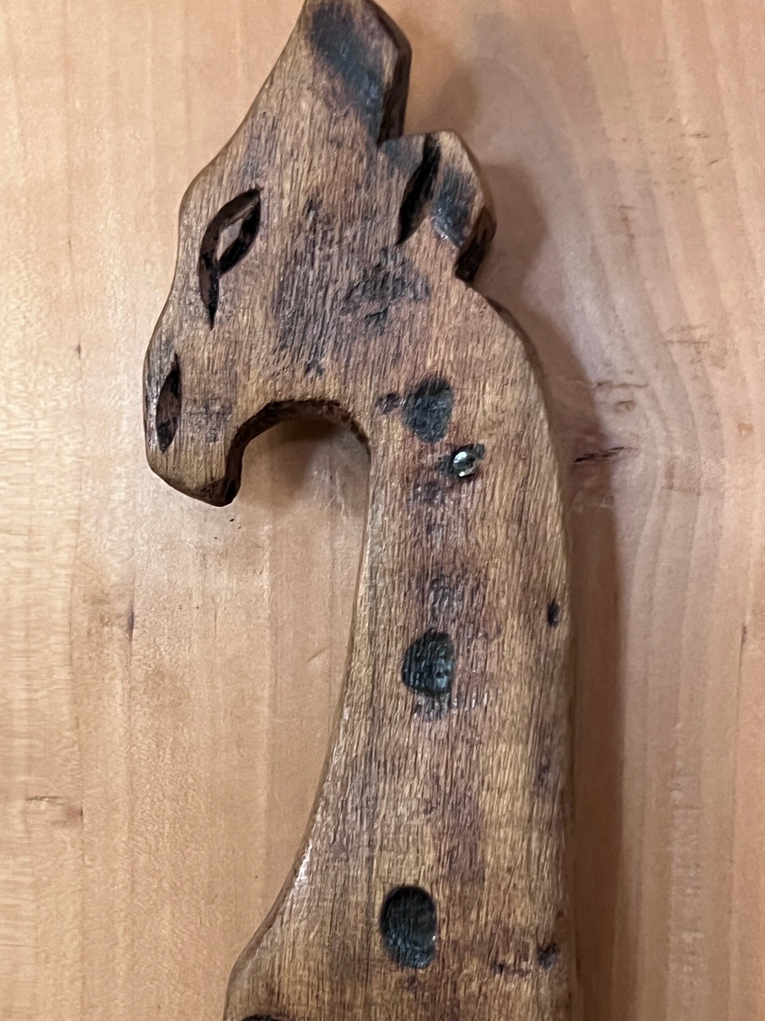 Safari Wall Art - Handcarved Giraffe on Live Edge Wood Slab - 3D Carved ...