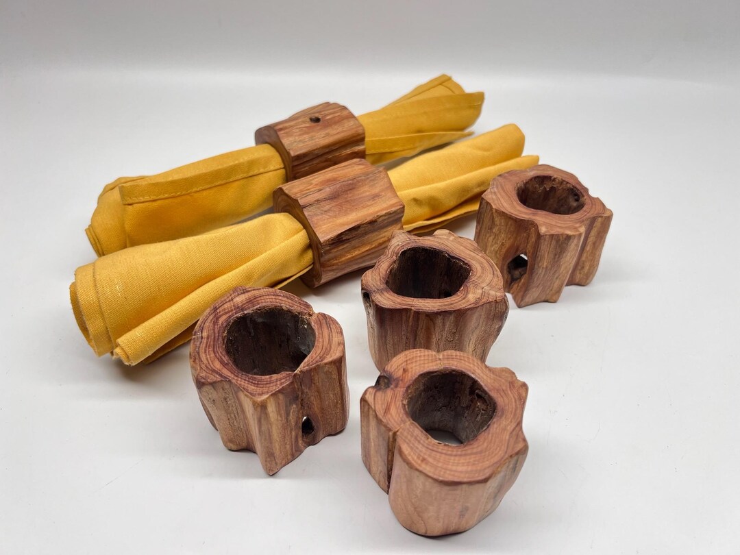 Napkin Rings Cedar (set of 6) - Rustic Wooden Napkin Holders - Etsy