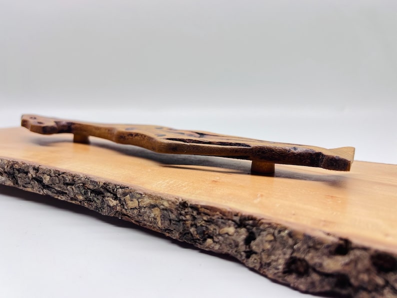 Safari Wall Art - Handcarved Giraffe on Live Edge Wood Slab - 3D Carved ...