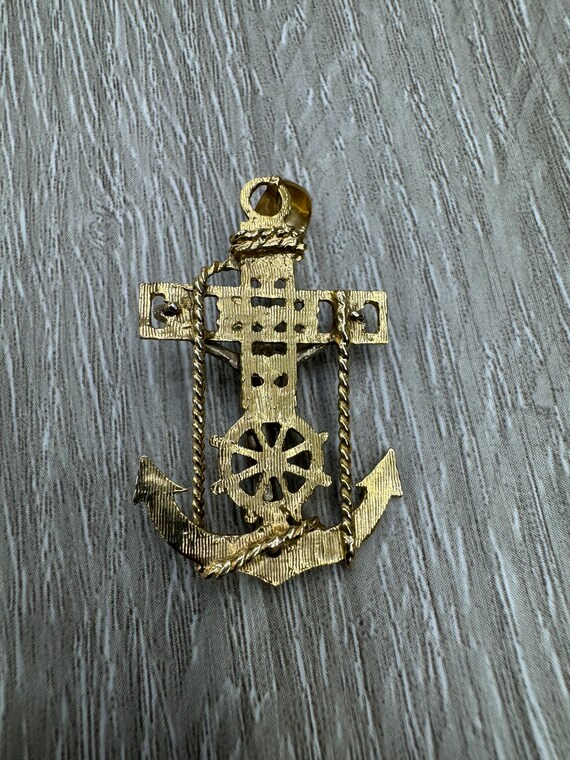 14k Yellow & White Gold Religious Anchor Jesus Crucif… - Gem