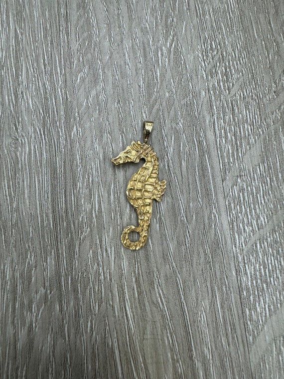 14k Yellow Gold Seahorse Pendant Ocean Sea Fish Charm… - Gem
