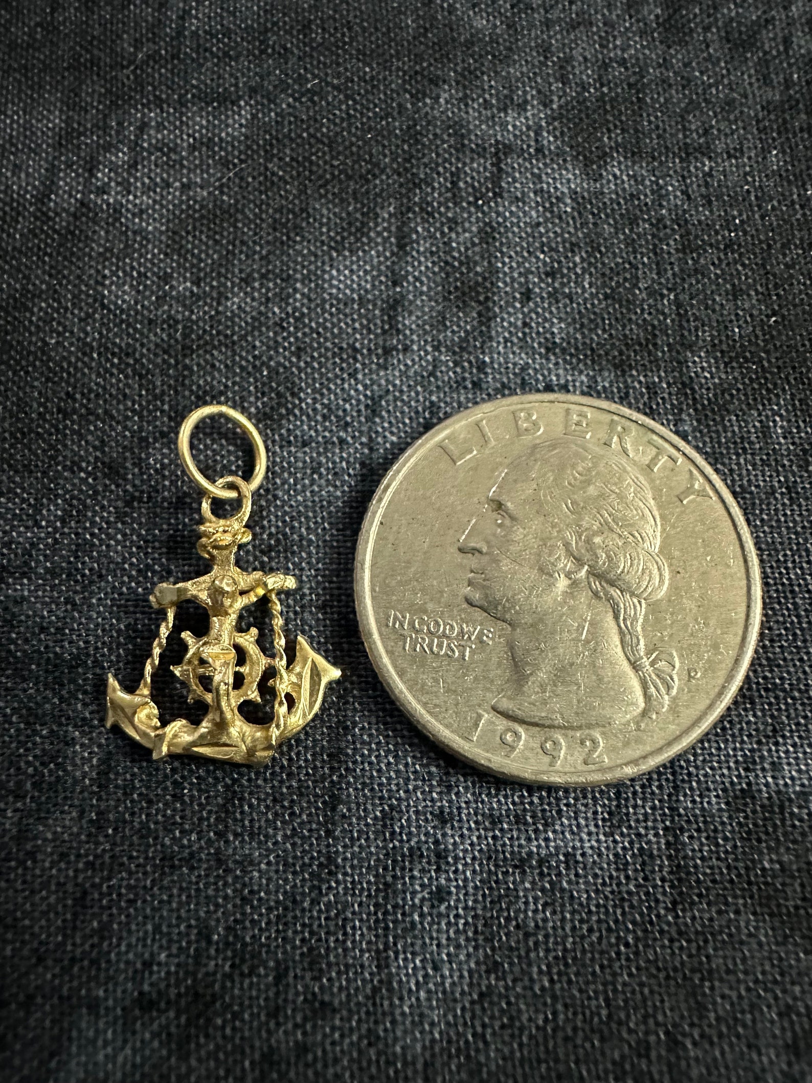 Small Yellow Gold 14k Religious Anchor Jesus Crucifix Pendant Charm 0.8 ...