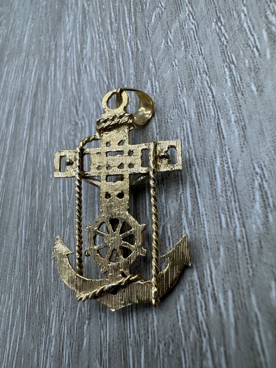 14k Yellow & White Gold Religious Anchor Jesus Crucif… - Gem