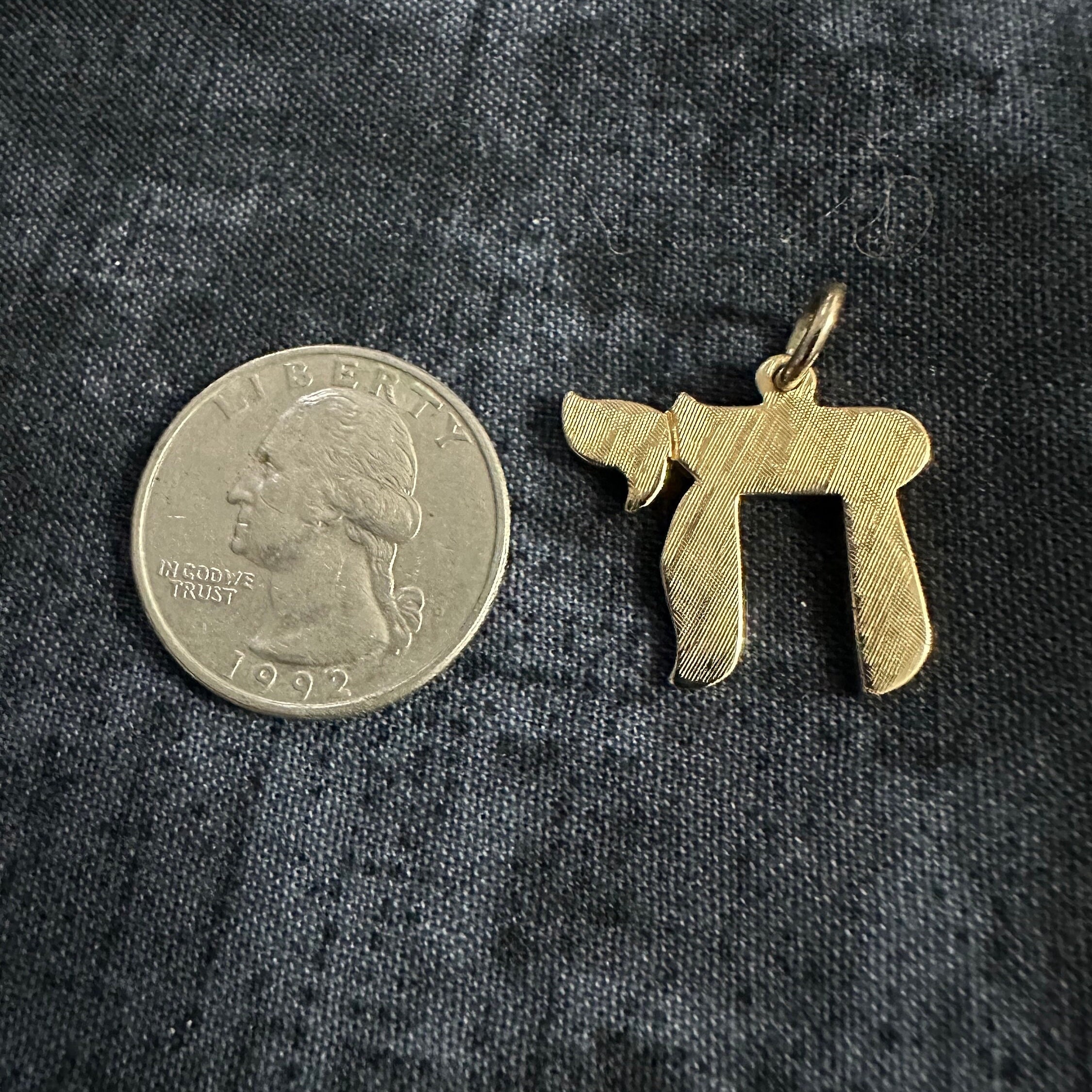 Elegant 14K Yellow Gold Chai 18 L'chaim Life Pendant Charm 3.15g **A ...