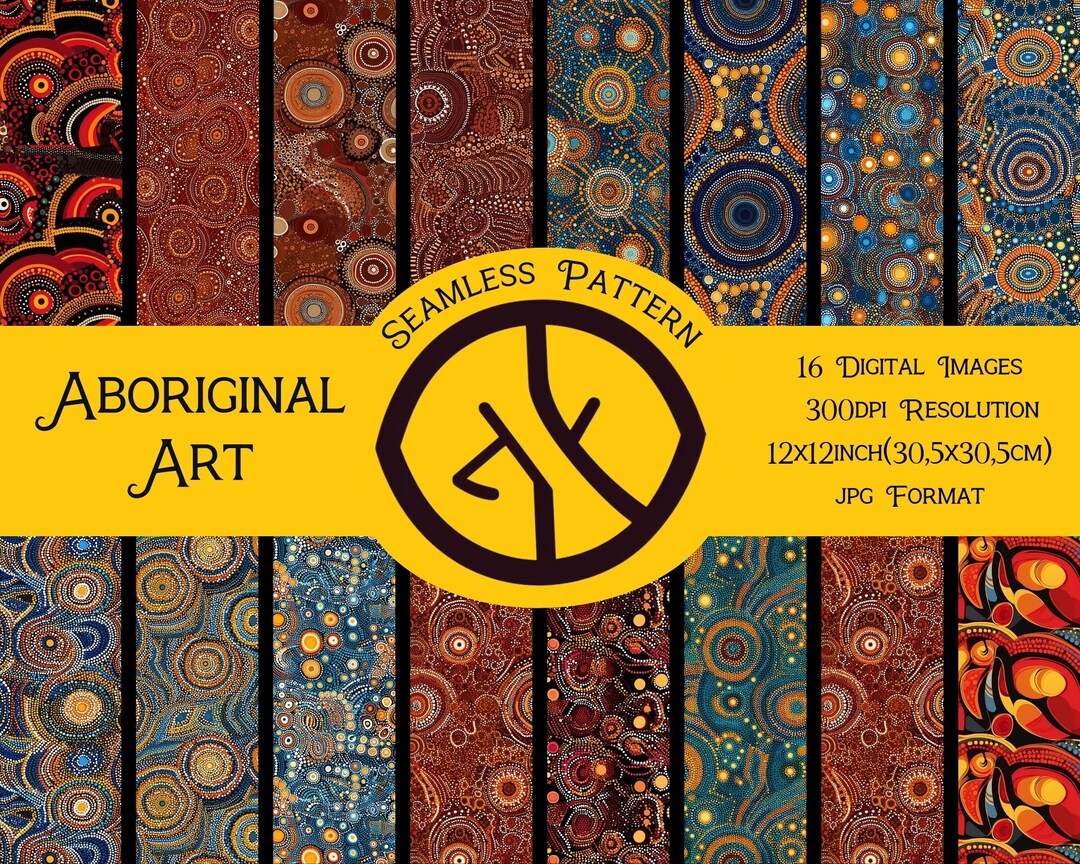 Bundle of 16 Aboriginal Art Originals Aboriginal Seamless Patterns for ...