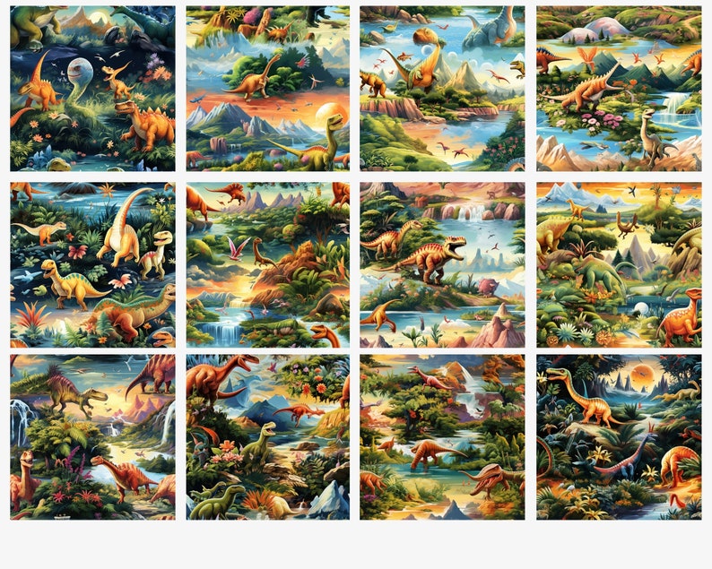 Bundle of 16 Prehistoric Dinosaurs for Toddlers Seamless - Etsy