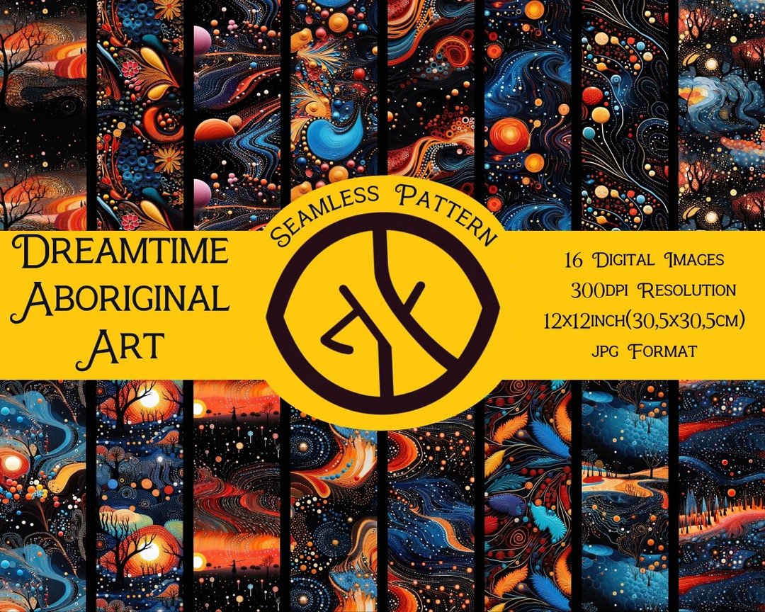 Bundle of 16 Dreamtime Aboriginal Art Originals Aboriginal Seamless ...