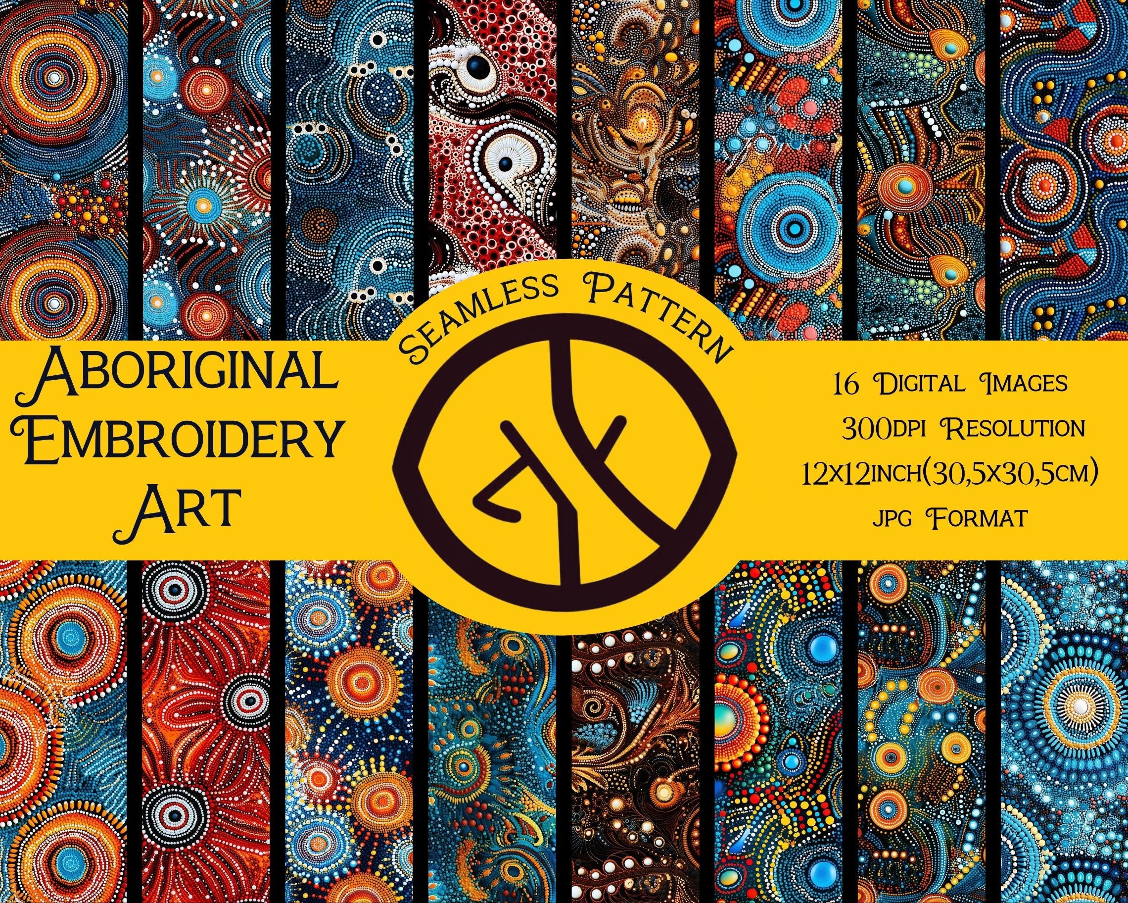 Bundle of 16 Embroidery Aboriginal Art Originals Aboriginal Seamless ...