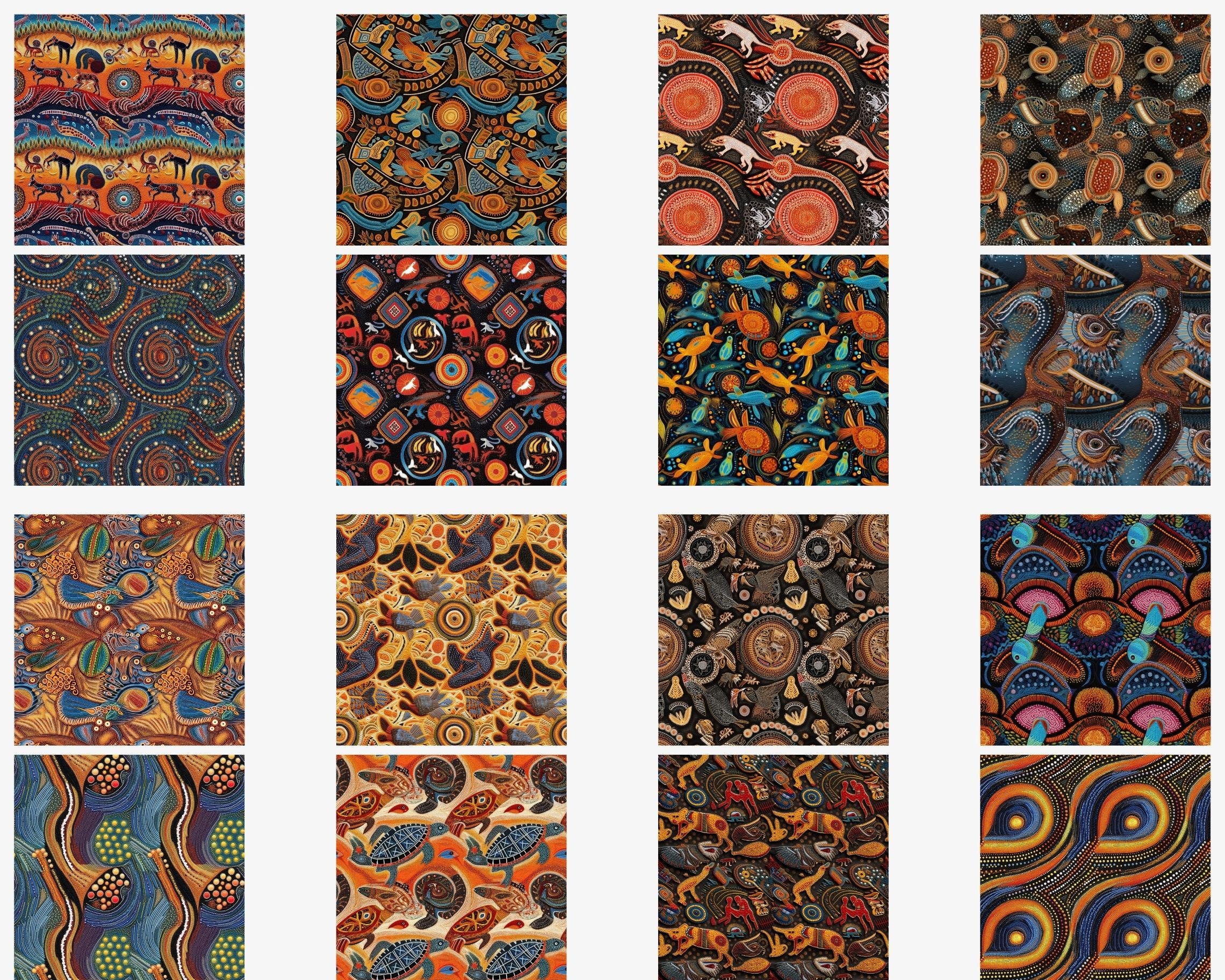 Bundle of 16 Aboriginal Art Originals Part 2, Aboriginal Seamless ...