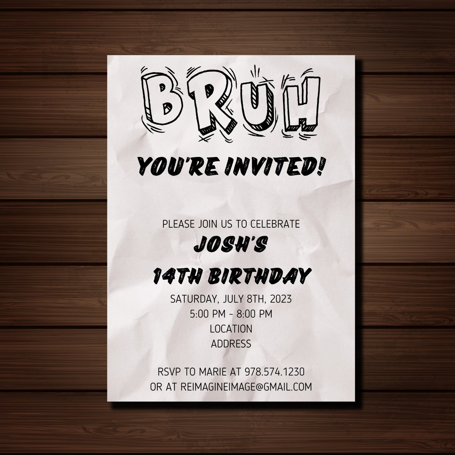 Bruh Invitation Instant Download for Boys Teens Kids Girls - Etsy Hong Kong