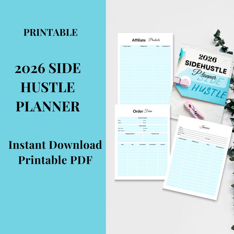 2026 Side Hustle Planner Printable PDF, Business Organizer, Income ...