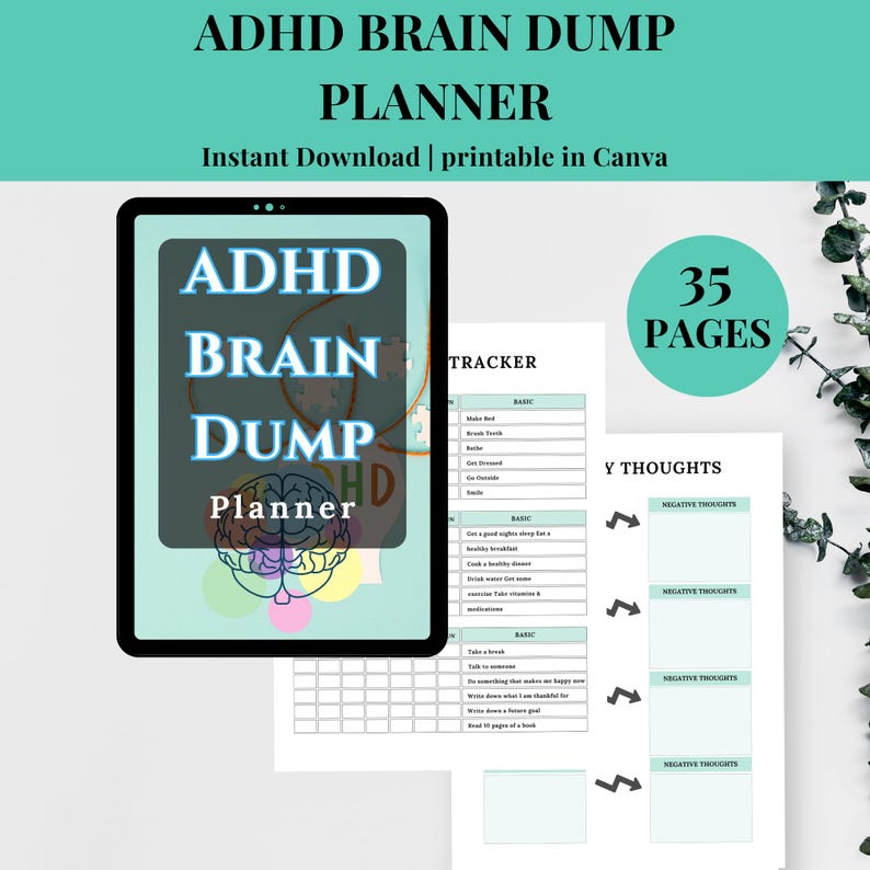ADHD Brain Dump Planner Printable PDF, Mental Clarity Organizer, Focus ...