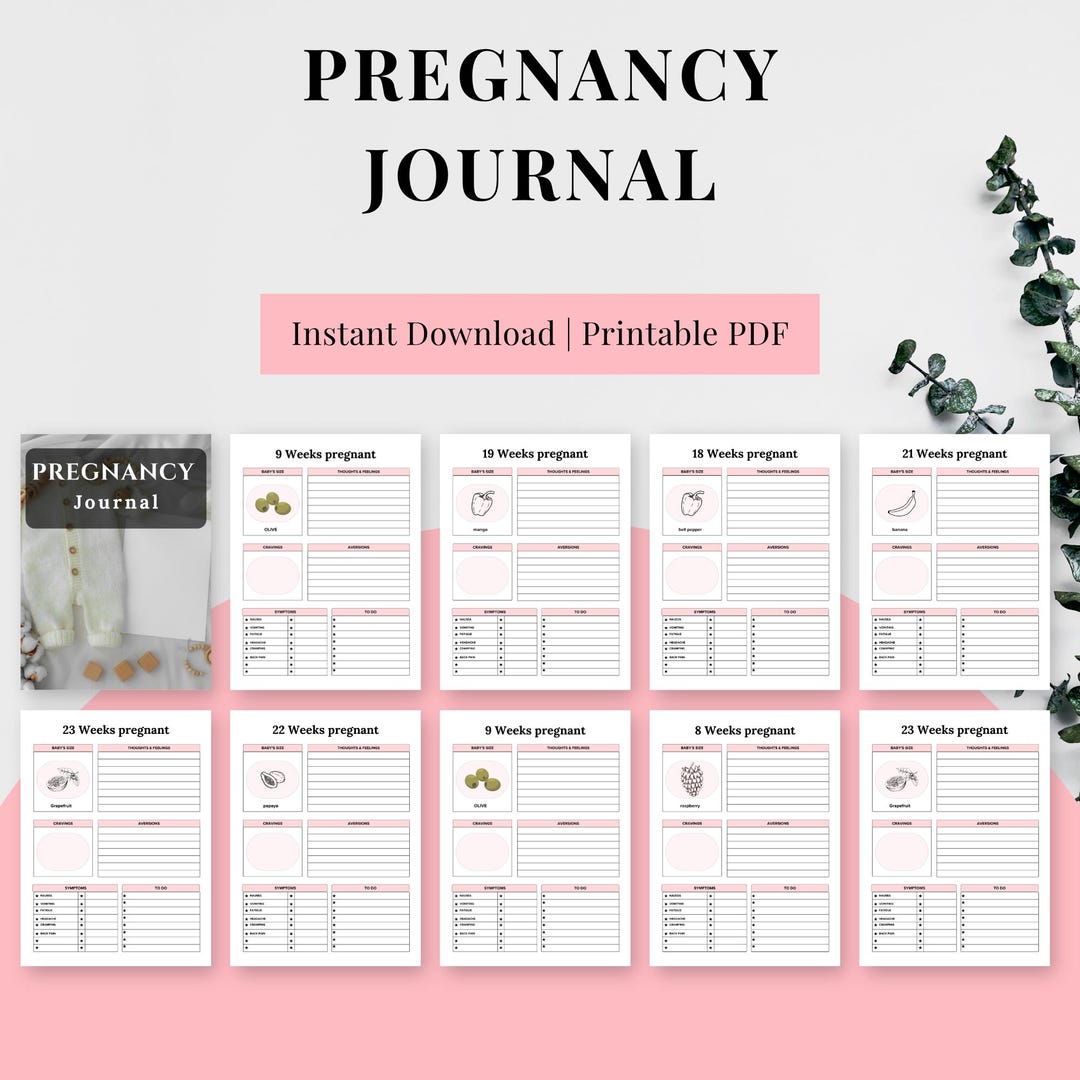 Pregnancy Journal Printable PDF, Expecting Mom Planner, Baby Bump Diary ...