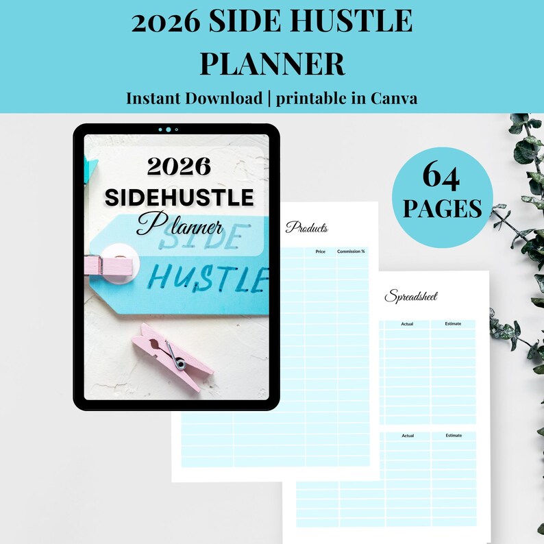 2026 Side Hustle Planner Printable PDF, Business Organizer, Income ...