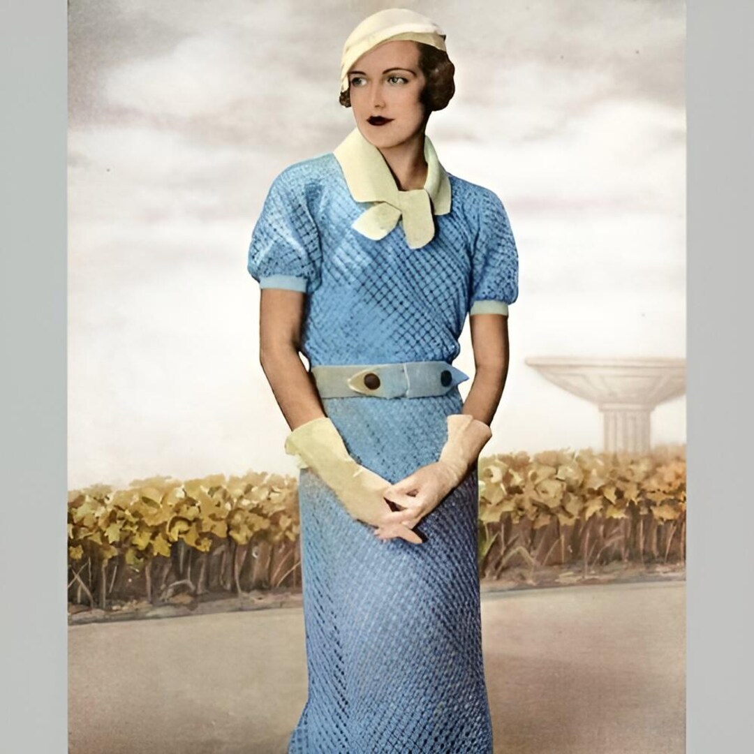 Vintage Crochet Dress Pattern PDF - Old Money Fashion, Retro Crocheted ...