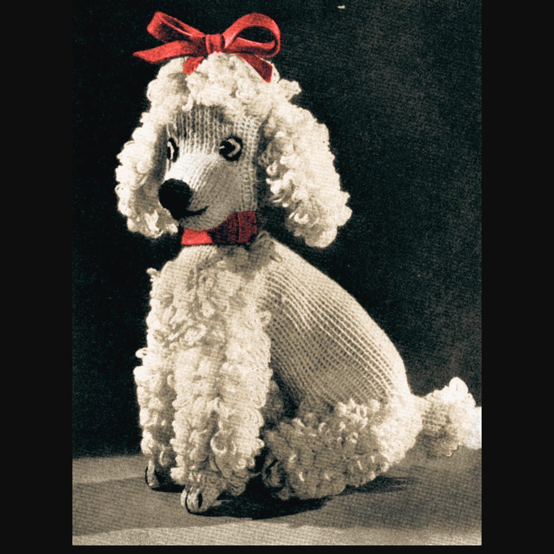 Vintage French Poodle Knitting Pattern PDF: 1950s Retro Stuffed Animal ...