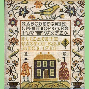 Colonial Cross Stitch Sampler Home Couple Alphabet | Antique Cross ...