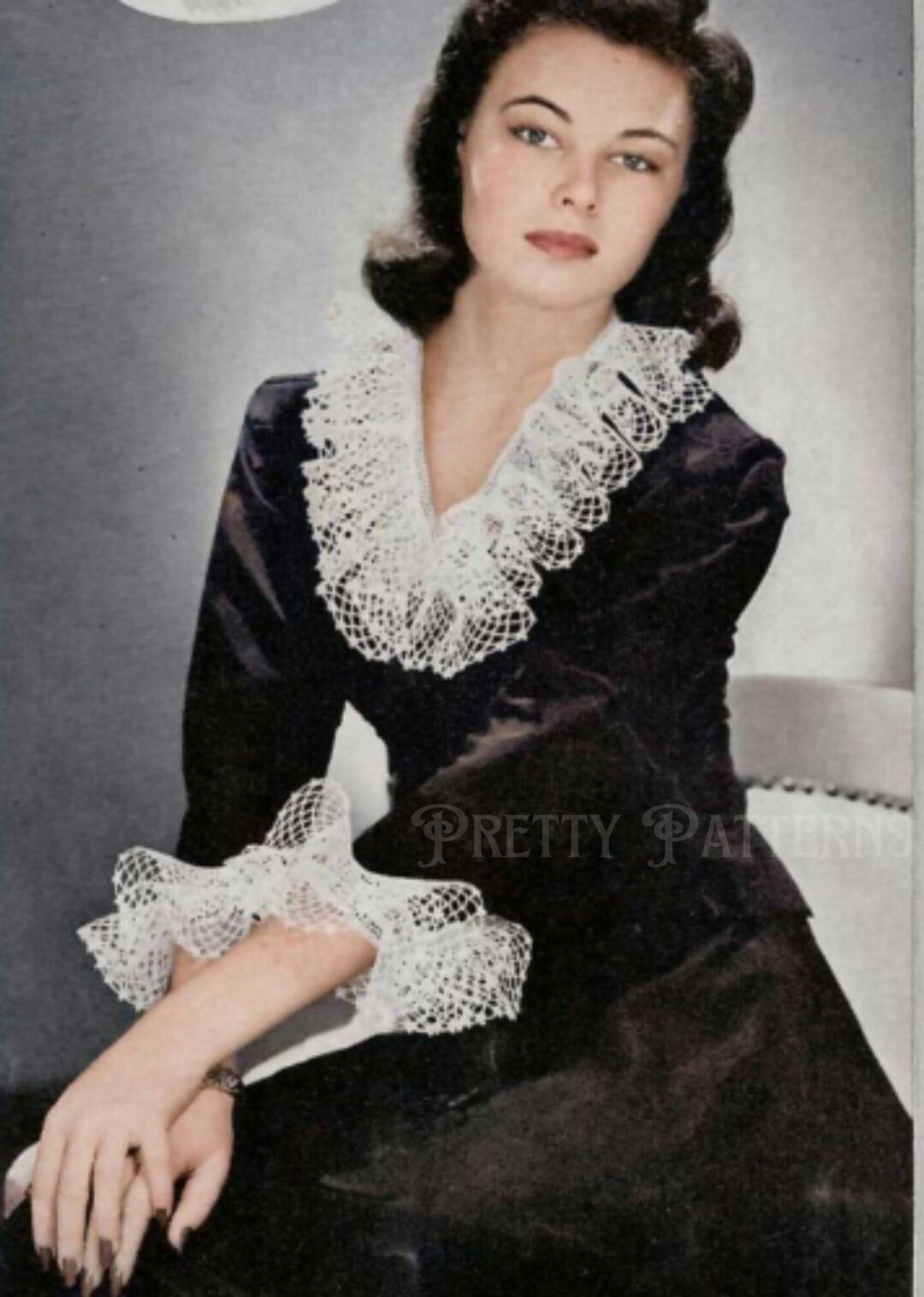 Gothic Fashion - Victorian Crochet Collar & Cuffs Pattern - 1940s ...