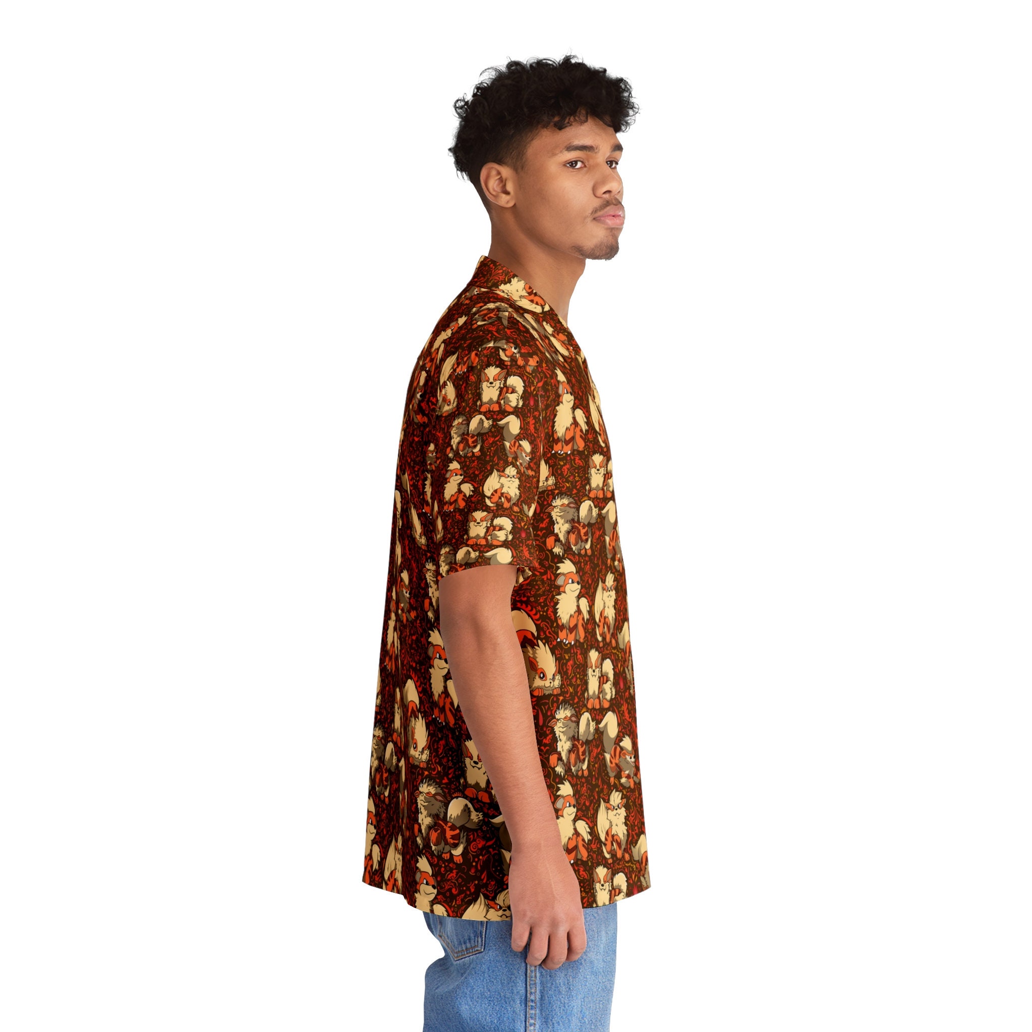 Arcanine Hawaiian Shirt Men's Arcanine Button up Shirt & Men's Casual ...