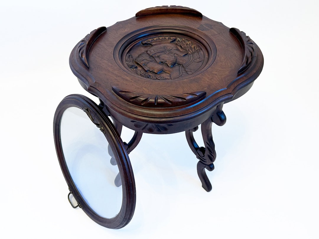 Antique Cocktail Table, Vintage Wood Tray Table, Carved Wood Italian ...