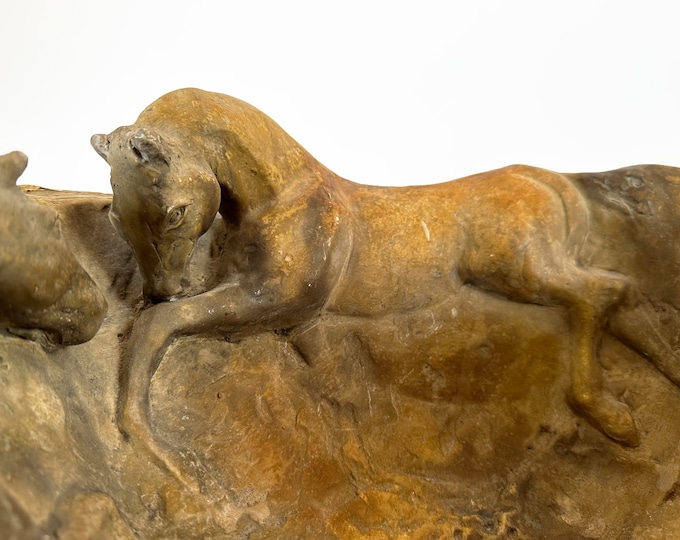 Original Horse Sculpture Bowl Vintage Attila Tivadar Art Cast Stone ...
