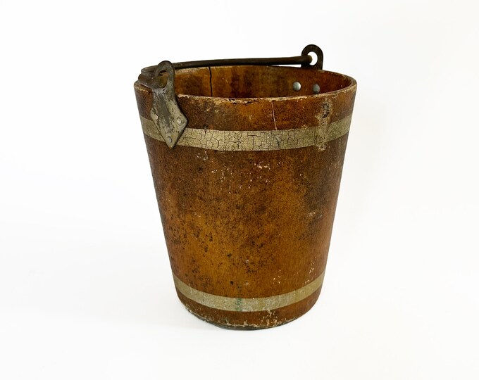 Antique Fire Bucket French Firefighters Water Pail Hand Painted With ...