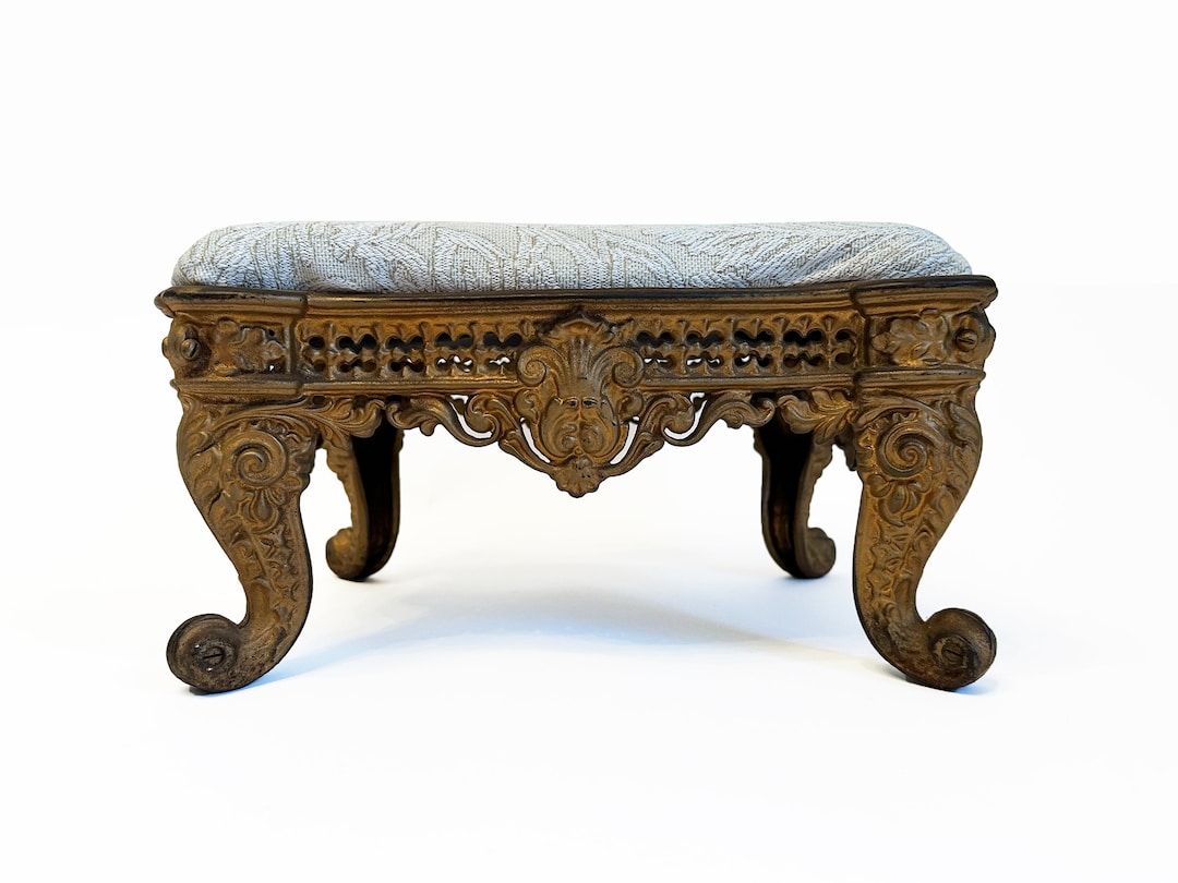 Vintage Footstool Cast Iron Foot Stool Ornate Victorian Louis XV Style ...