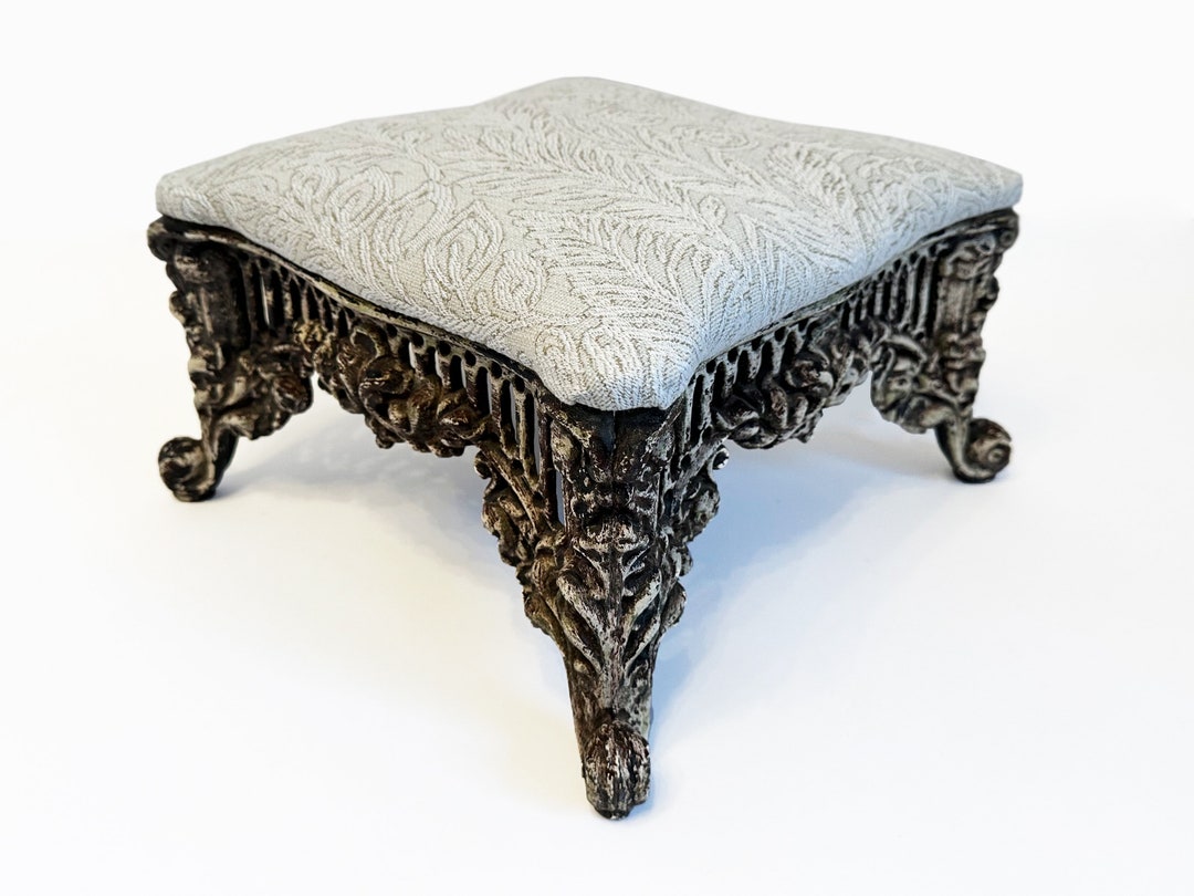 Vintage Footstool Cast Iron Foot Stool Ornate Victorian Louis XV Style ...