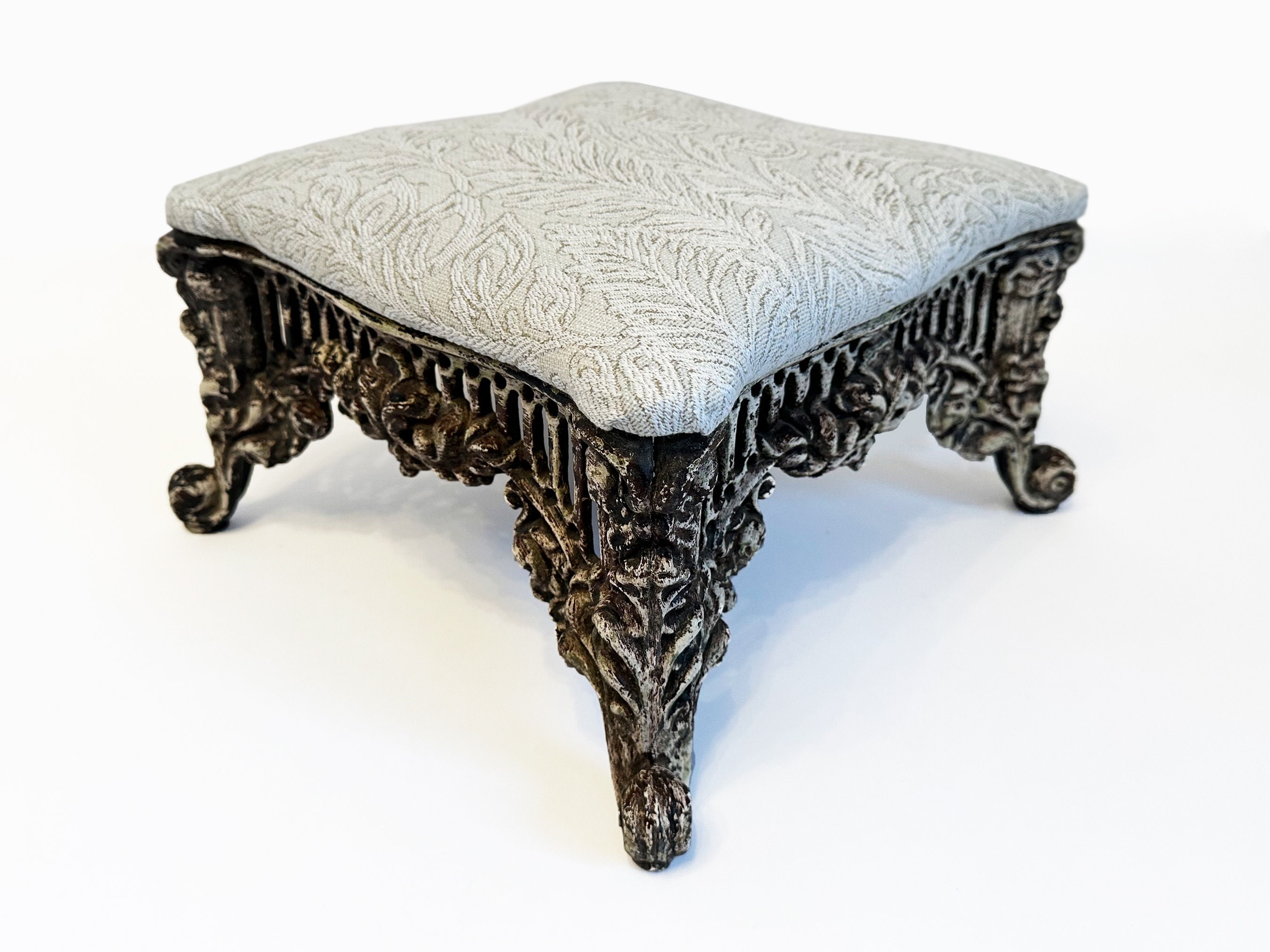 Vintage Footstool Cast Iron Foot Stool Ornate Victorian Louis XV Style ...