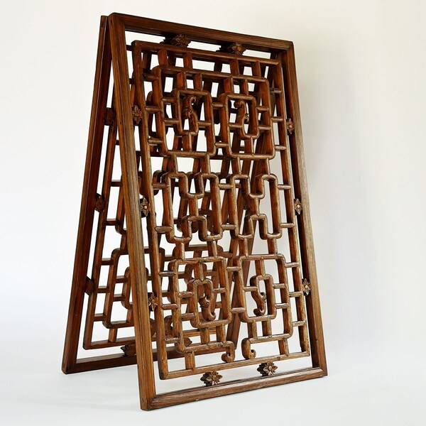 Chinese Carved Wood Window Panel - Etsy