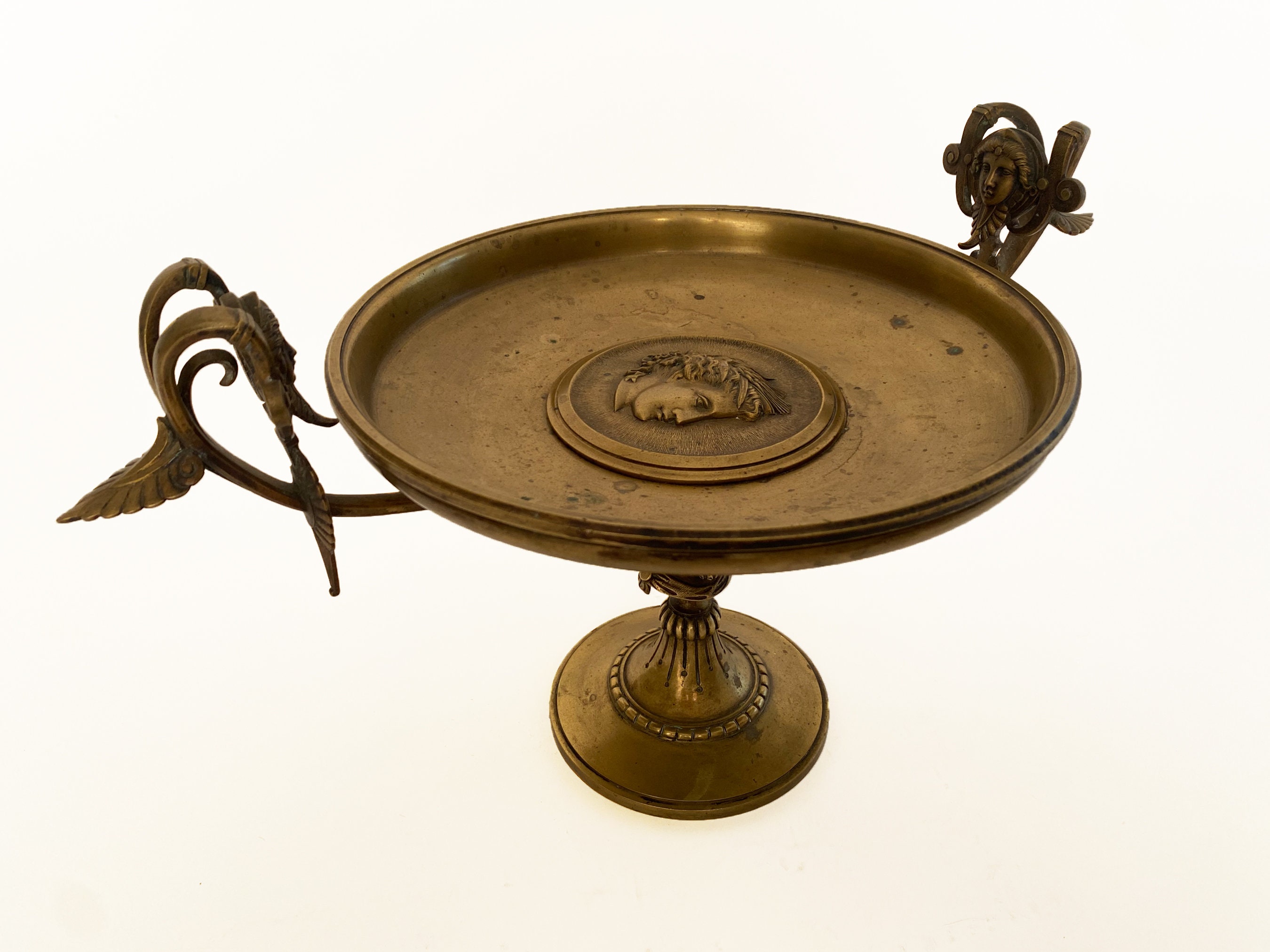 Greek Mythology Decor God Statue Base and Handles Ornate Brass Tazza ...