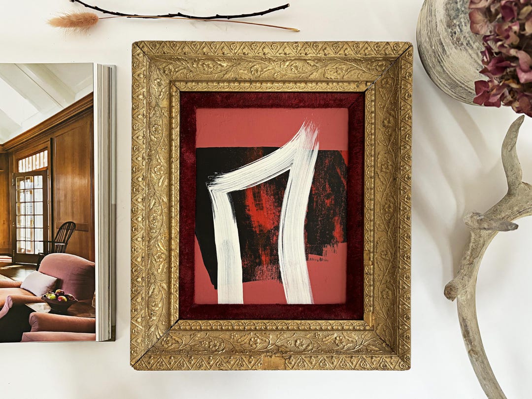 Abstract Art in Antique Frame Pink Art Victorian Antique Frame, simmer ...