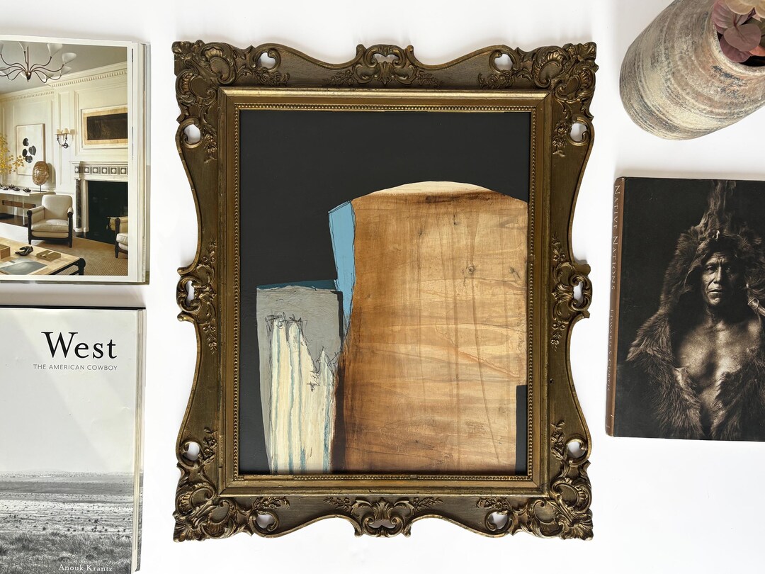 Abstract Art in Antique Frame, Original Vintage Abstract Painting ...