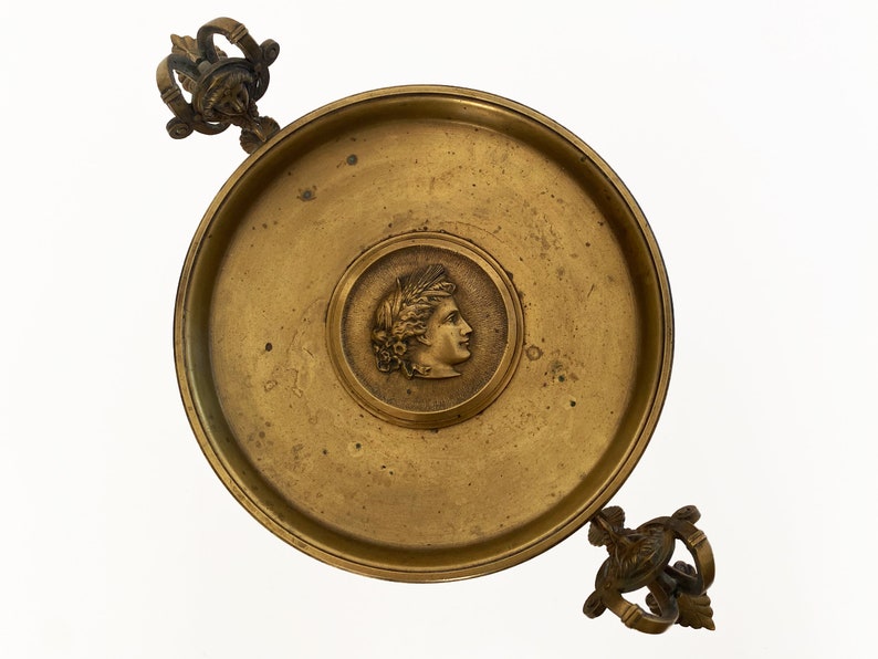 Greek Mythology Decor God Statue Base and Handles Ornate Brass Tazza ...