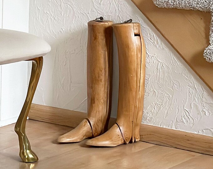 Antique Equestrian Riding Boots, Wood Boot Trees - Etsy