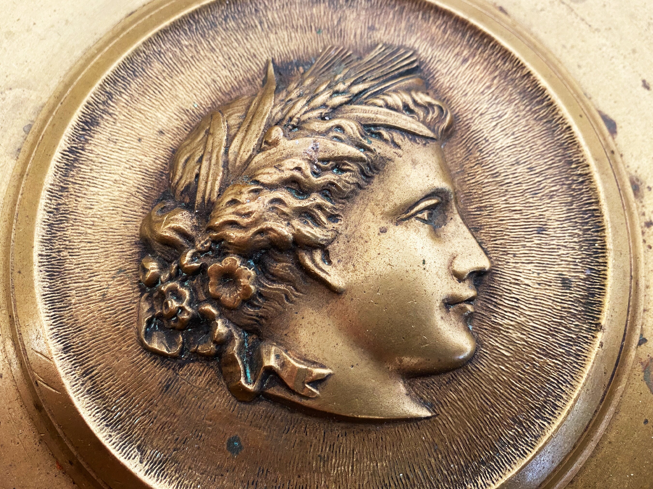 Greek Mythology Decor God Statue Base and Handles Ornate Brass Tazza ...