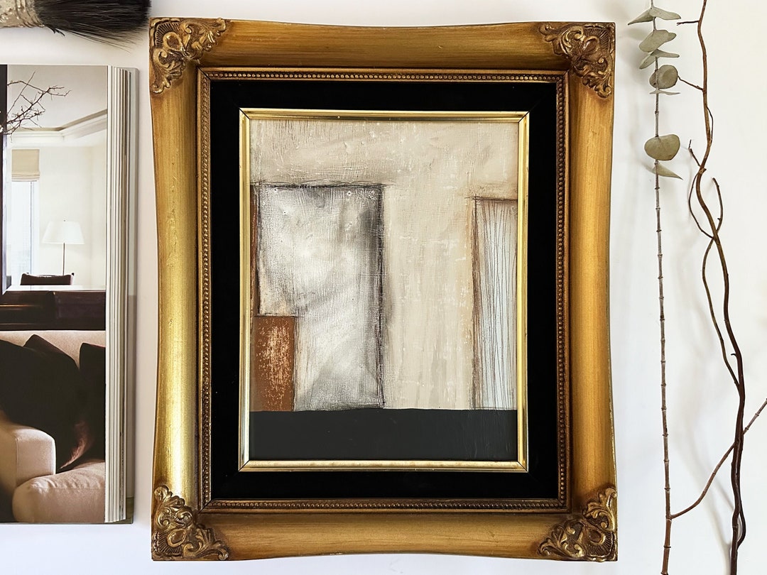 Abstract Art in Antique Frame Black Transitional Wall Art Vintage ...