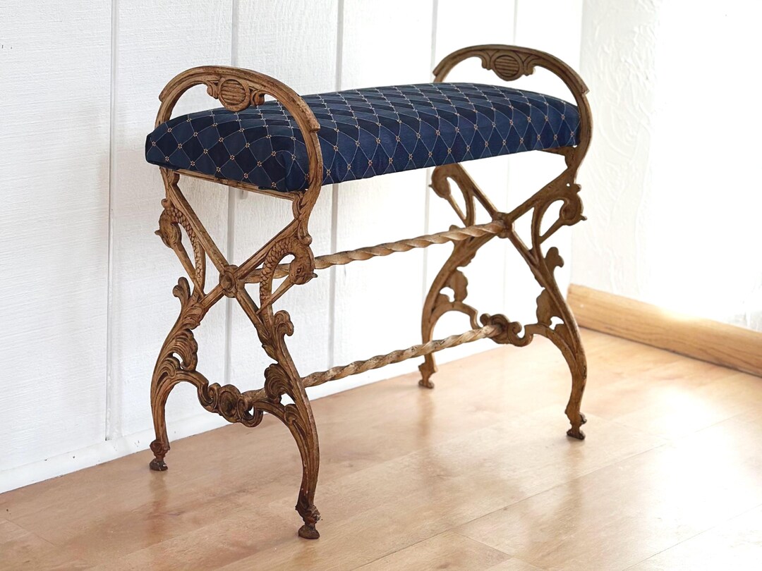 1900s Maison Jansen Style French Swan Cast Iron Bench, Antique Entryway ...