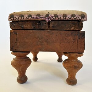 1890s Antique Primitive Needlepoint and Turned Wood Feet Footstool - Etsy