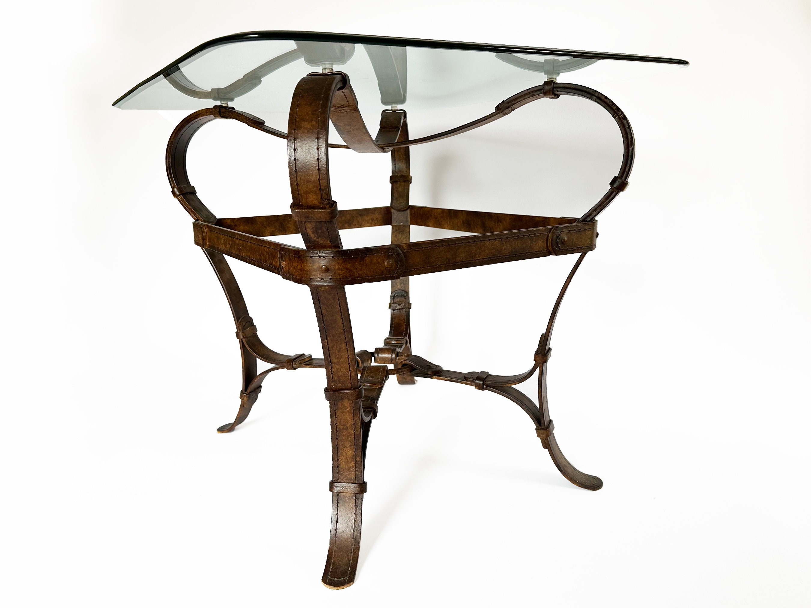 Vintage Hermes Table Jacques Adnet Equestrian Style Sculptural Iron ...