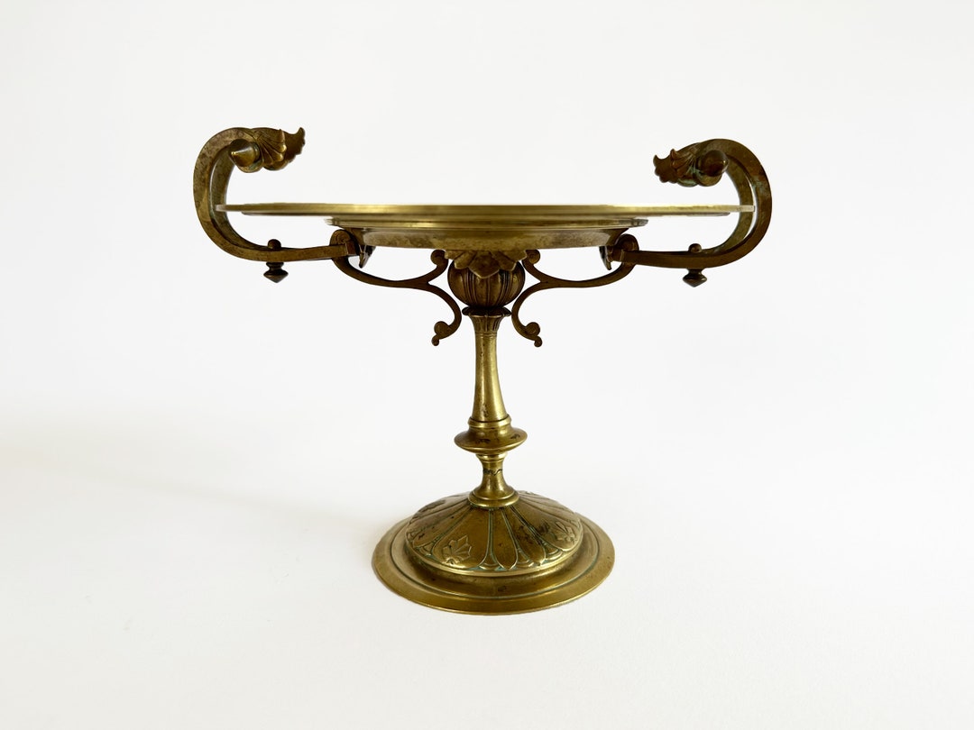 Jewelry Dish Stand Vintage Mid Century Ornate Victorian Style Brass ...