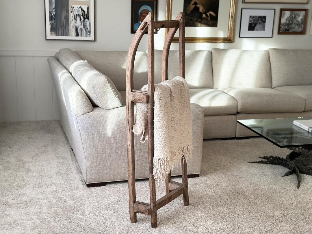 1900s Large Antique Primitive Oak Wood Farm Sled for Blanket Ladder ...