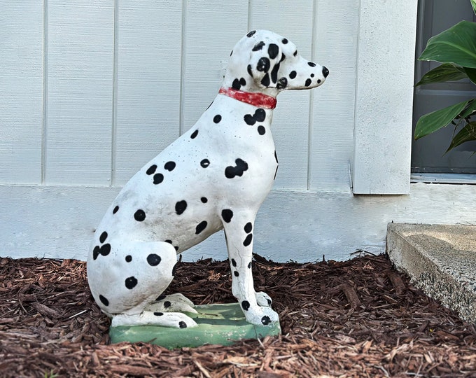 Large Dalmatian Statue, Vintage Dog Statue, Large Concrete Dog Yard ...