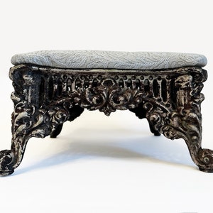 Vintage Footstool Cast Iron Foot Stool Ornate Victorian Louis XV Style ...