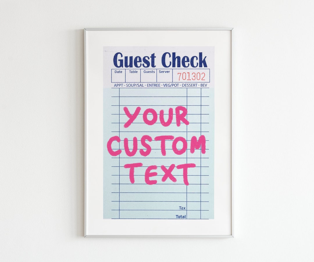 Custom Text Guest Check Print, Retro Bar Decor (digital Download) - Etsy