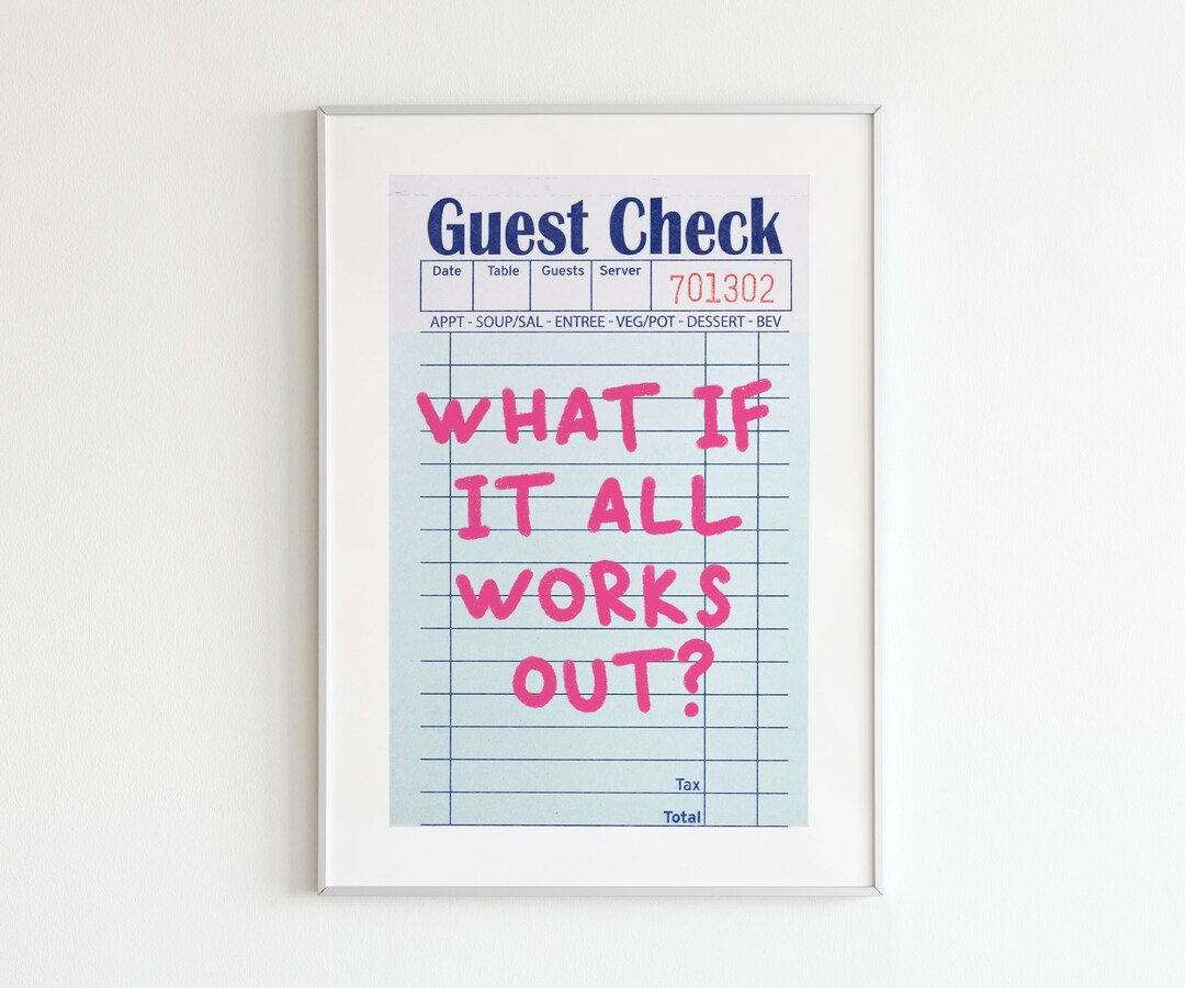 Guest Check, Trendy Wall Print, Retro Poster, Bar Cart Decor, Digital ...