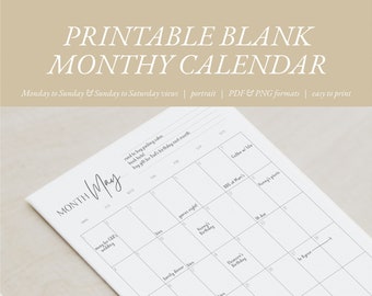 2023 Calendar PDF Printable Blank Monthly Calendar 2023 With - Etsy