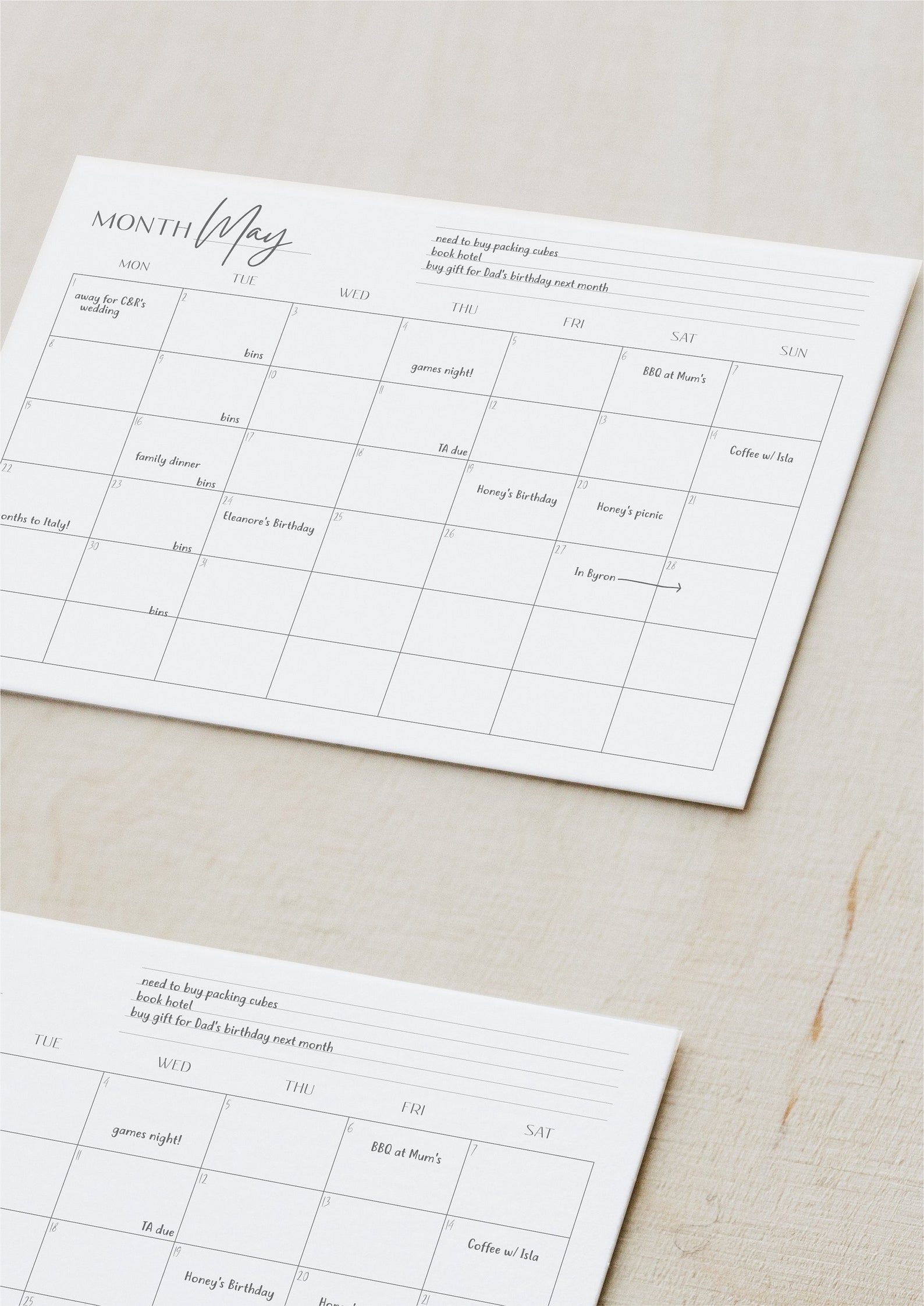Printable Blank Monthly Calendar Landscape Monthly Calendar PDF & PNG ...