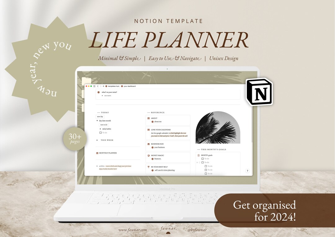 Notion Life Planner Template Minimal & Simple Easy to Use Aesthetic ...