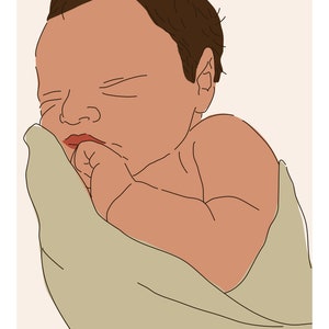 Little Ones Bespoke Digital Illustration for Newborn Babies Gift for ...